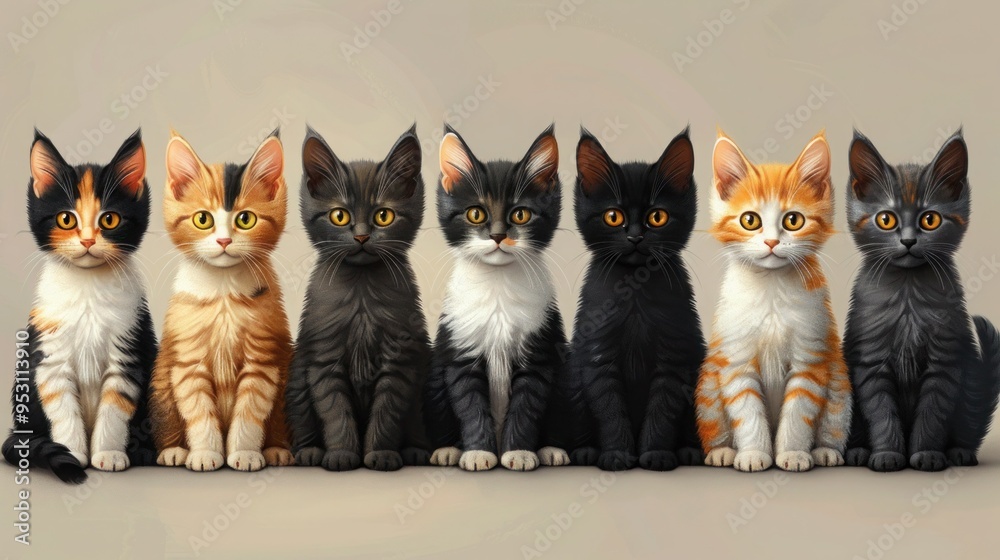 Whiskers and Wonders: Hand-Drawn Vector Illustrations of Adorable and ...