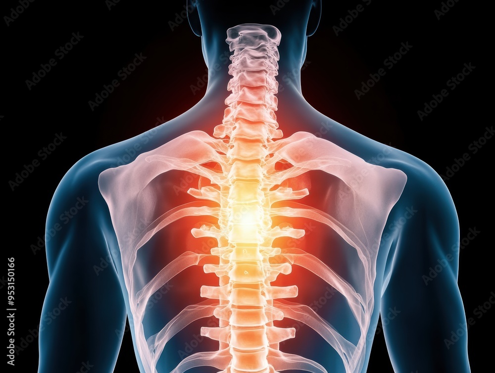 Stock-Illustration „Medical illustration of a lumbar disc herniation, X ...