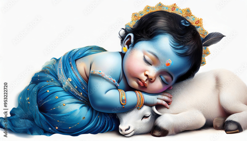 Cute Hindu God Lord Krishna illustration drawing simple background ...