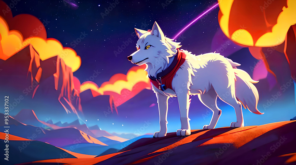 Cartoon wolf desktop wallpaper hd Stock Illustration | Adobe Stock
