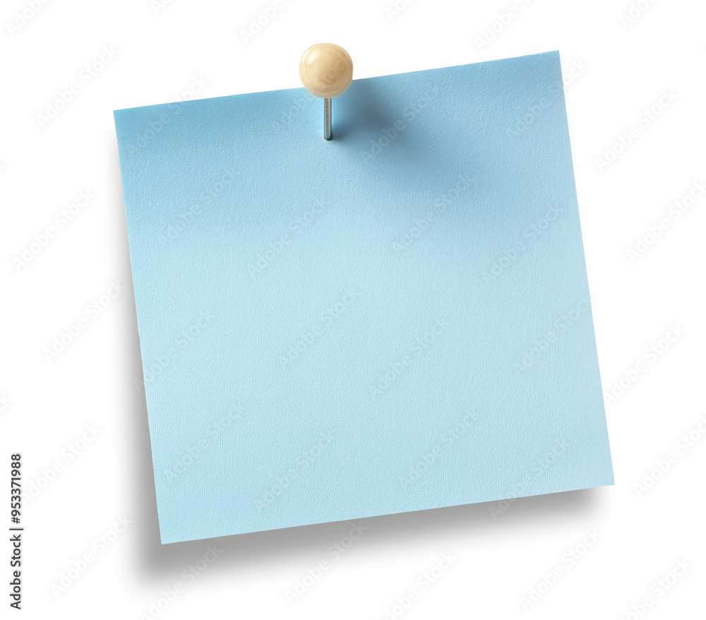 Blue paper note with push pin isolated on transparent background Stock ...