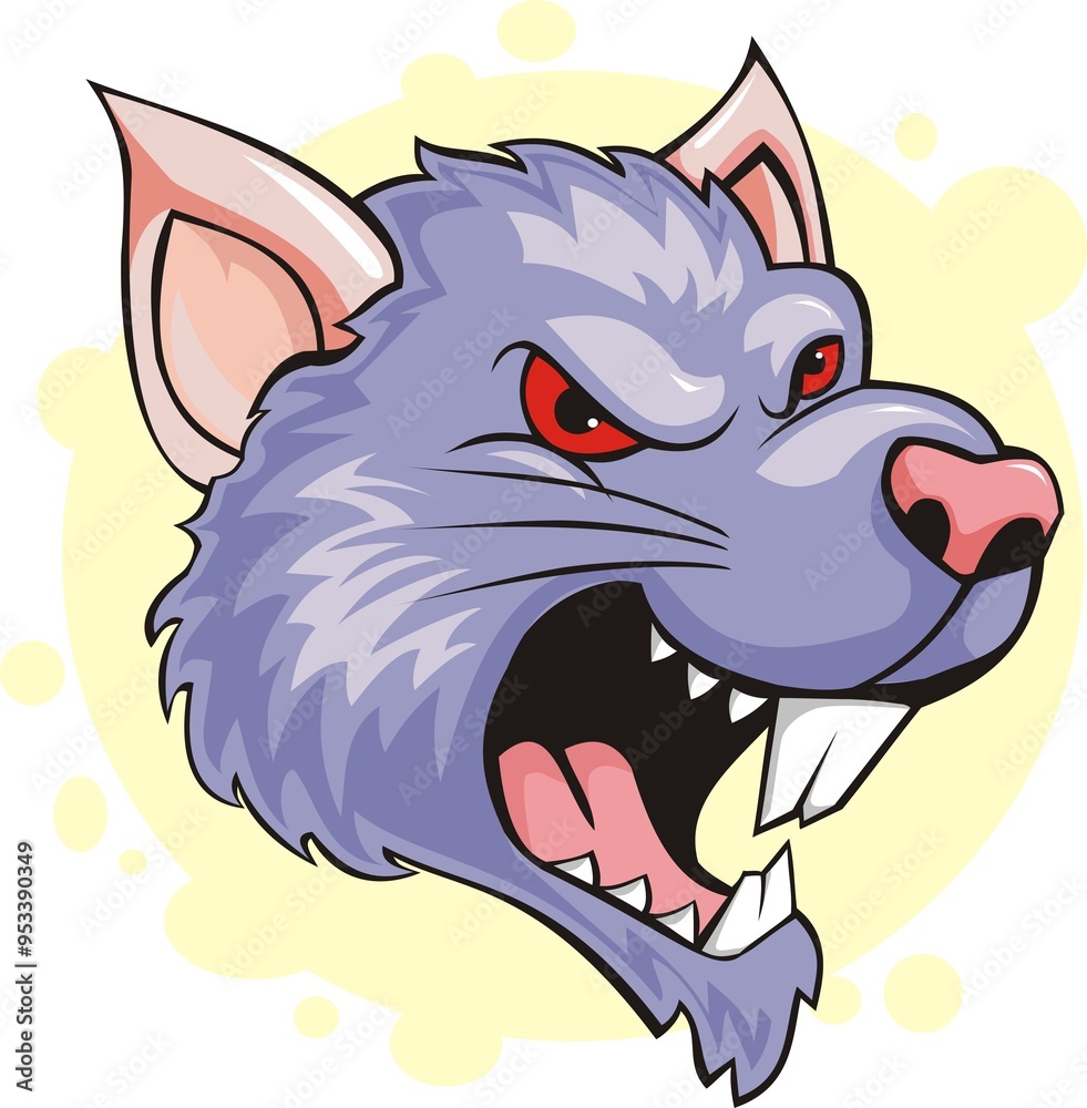 vector illustration of artificial intelligence logo angry rat red eyes ...