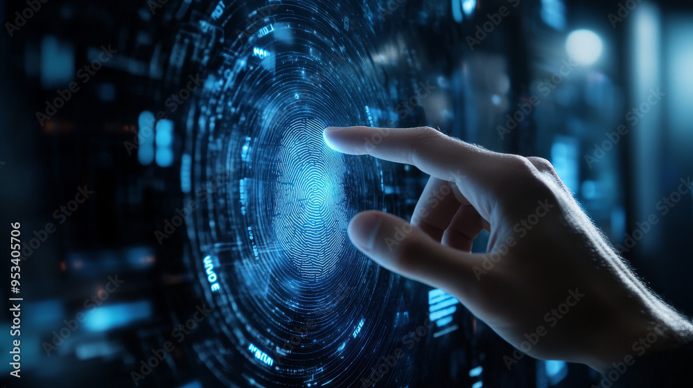 Stock-Illustration „Fingerprint Animation: Upon touching the scanner, a ...