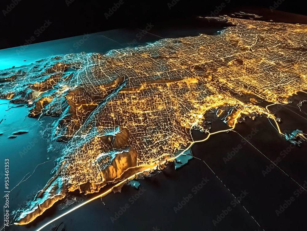Ilustración de Stock Technical aerial visual, 3D LiDAR GIS aerial map ...