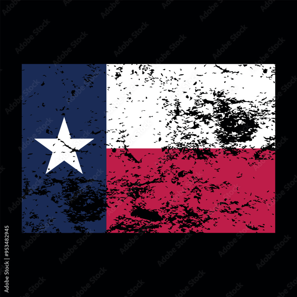 Texas grunge effect flag vector file on black background, distressed ...