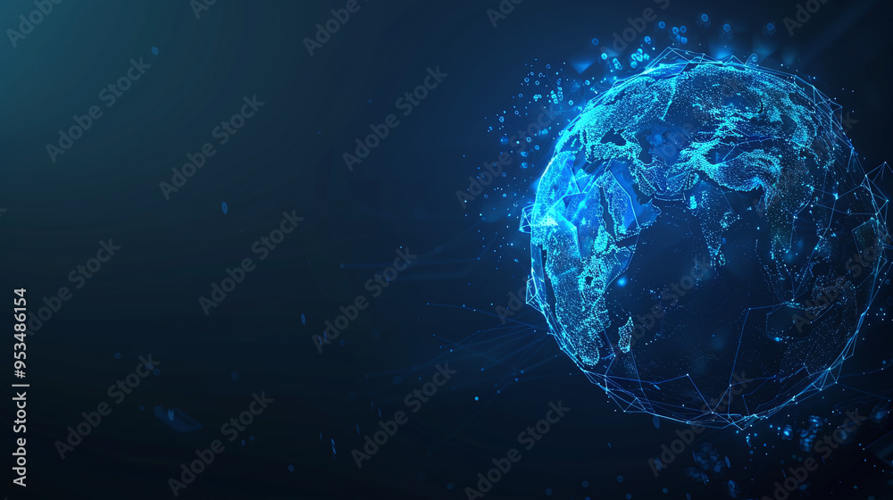 3d render planet earth sphere map on black dark background graphic ...