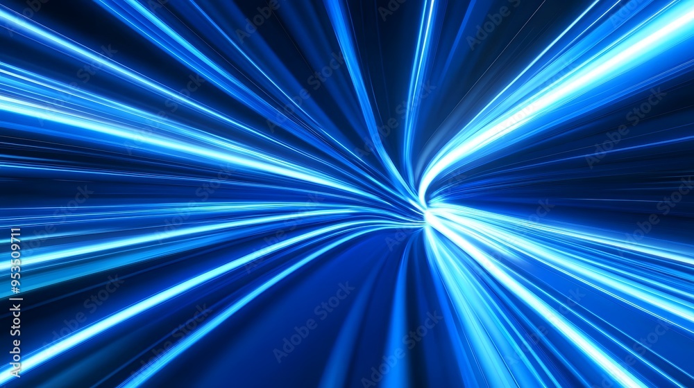 Blue light speed background with glowing lines, blue abstract ...