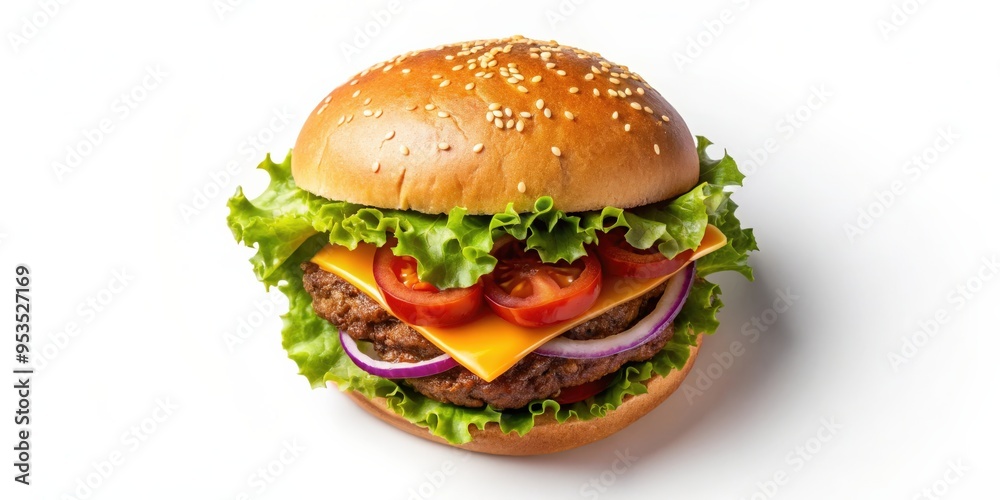 Burger top view isolated on white background, Burger, top view ...