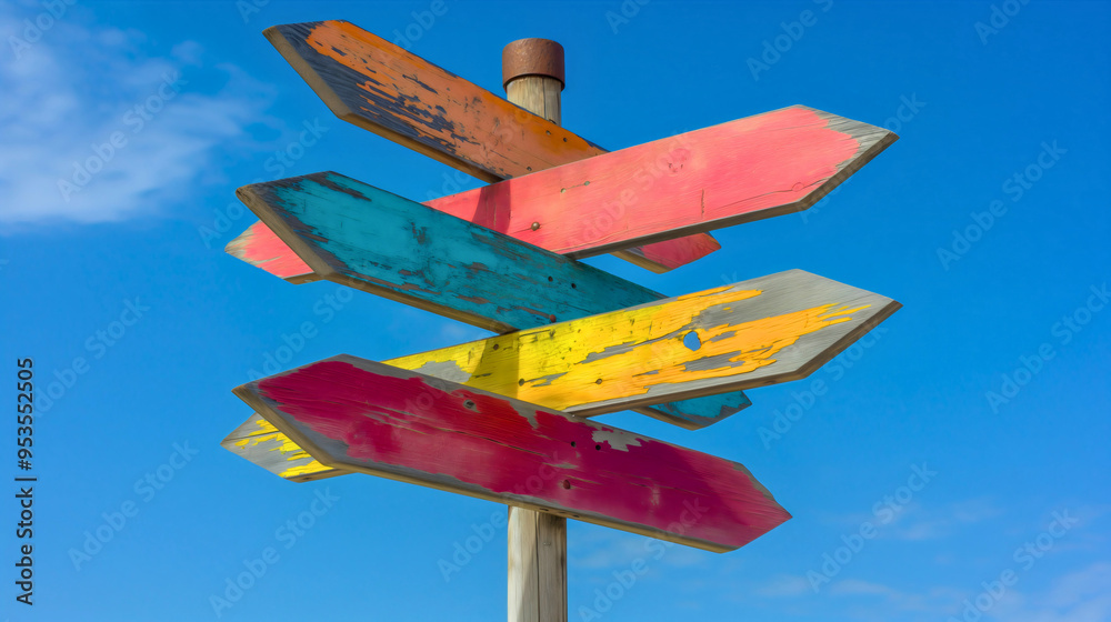 Navigating the way of direction with arrow as sign for making a choice ...