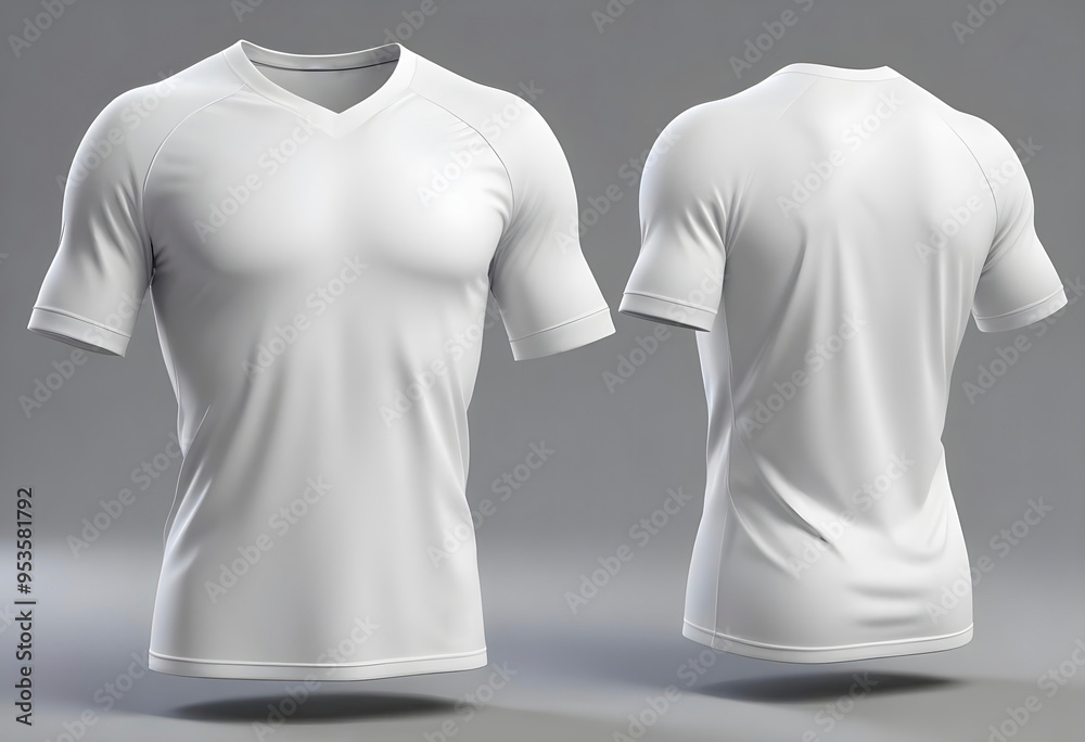 3D model, plain white jersey shirt without logo, figure, volumetric ...