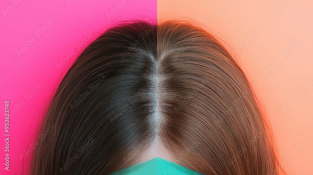Before and after collage of a scalp with dandruff, presented on vibrant ...