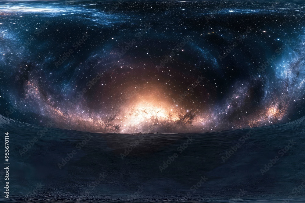 360 degree space background with nebula and stars, equirectangular ...