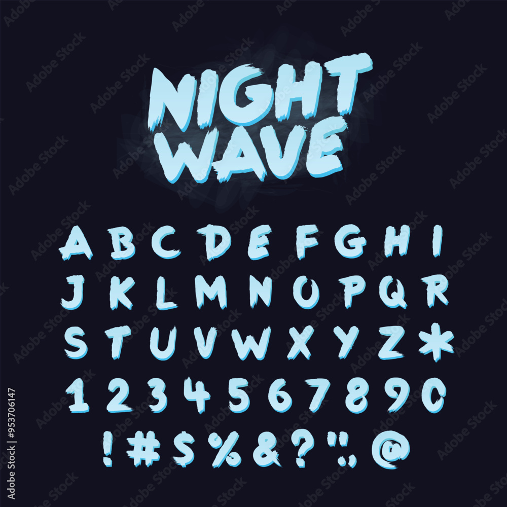 Retrowave 80s style font. 80s Brush font. Vector alphabet with numbers ...