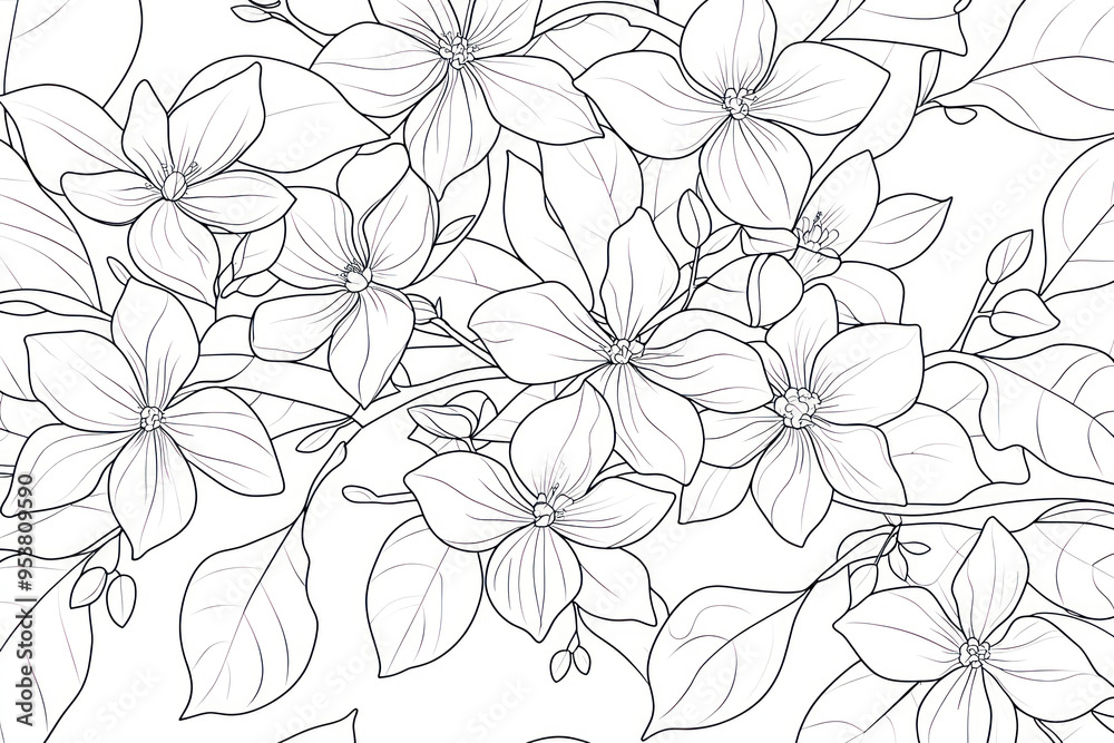Jasmine Flower Illustration Coloring Page. coloring page for kids ...