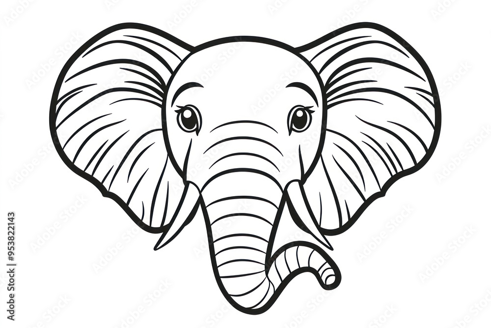 Elephant head coloring page for kids. Stock Illustration | Adobe Stock
