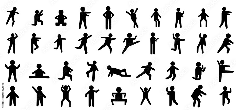 Ilustrace Stickman Stick Man People Person Poses Postures Standing ...