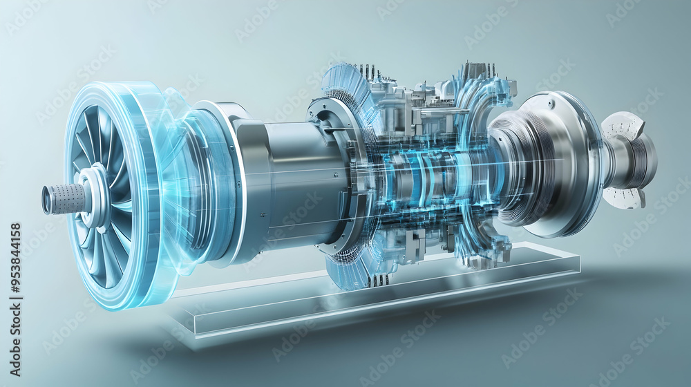 Physics illustration of an impulse turbine with a fixed nozzle and ...