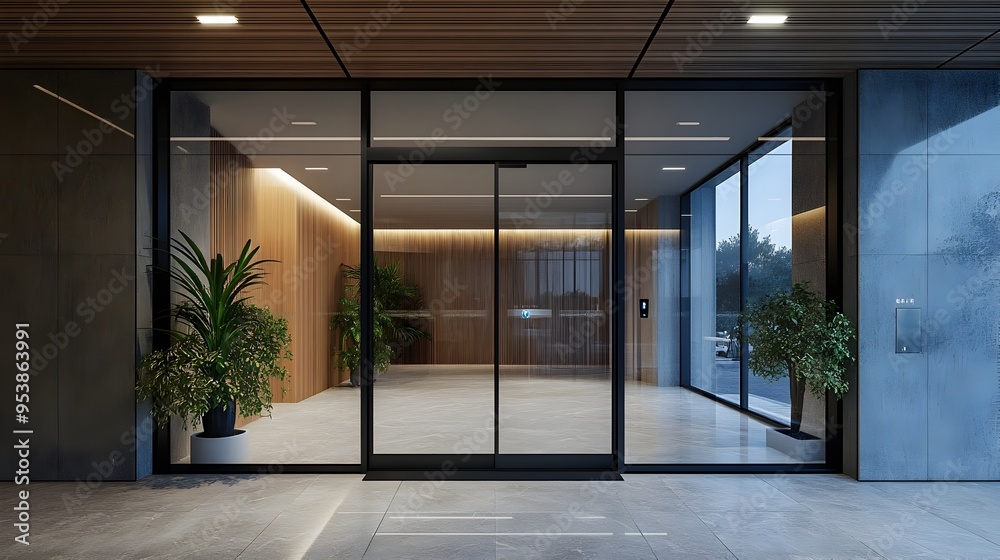 Automated Glass Entry Door with Modern Minimalist Sensor System for ...