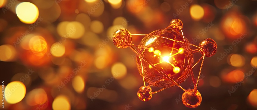 Modern Visualization Of An Atom Molecular Structure Featuring Detailed