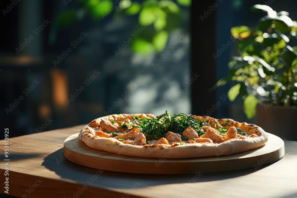 Fusion pizza with Japanese ingredients like seaweed and teriyaki ...