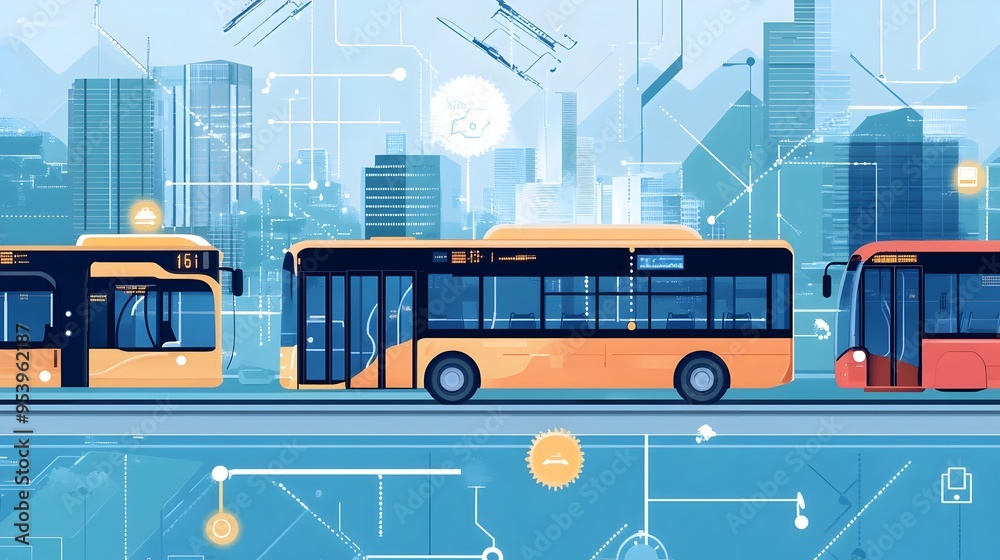 Graphic Depicting IoT Integrated Buses with Automated Ticketing Systems ...