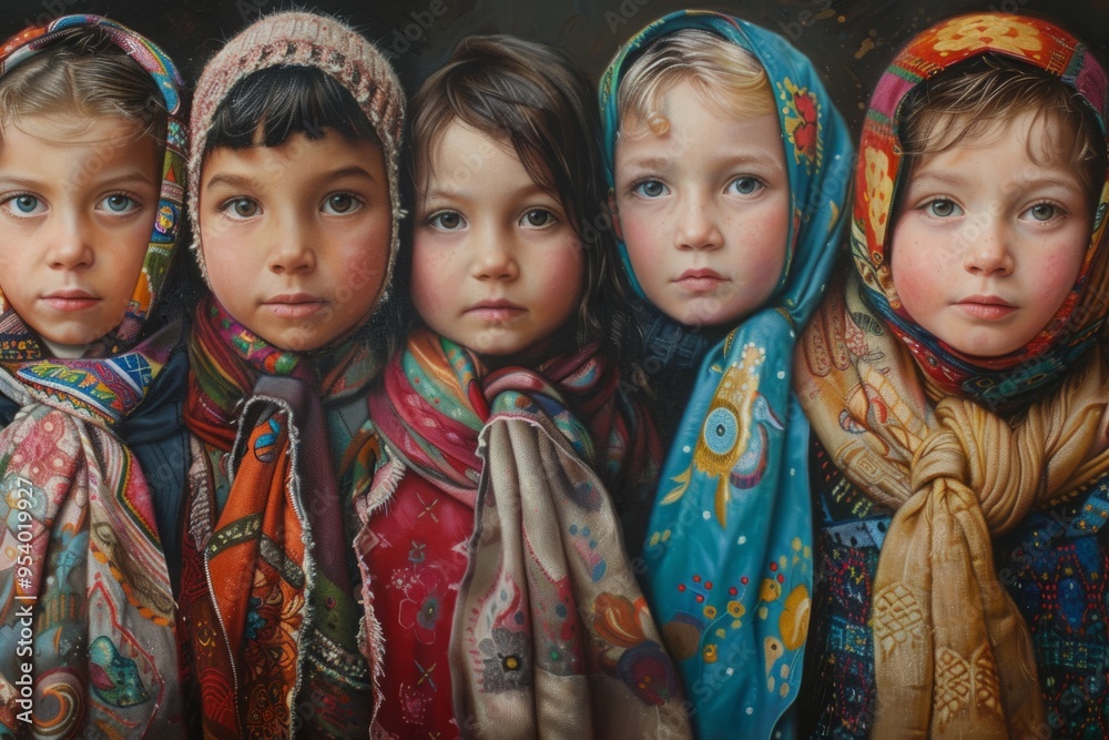 artist paints a series of portraits of children from different cultures ...