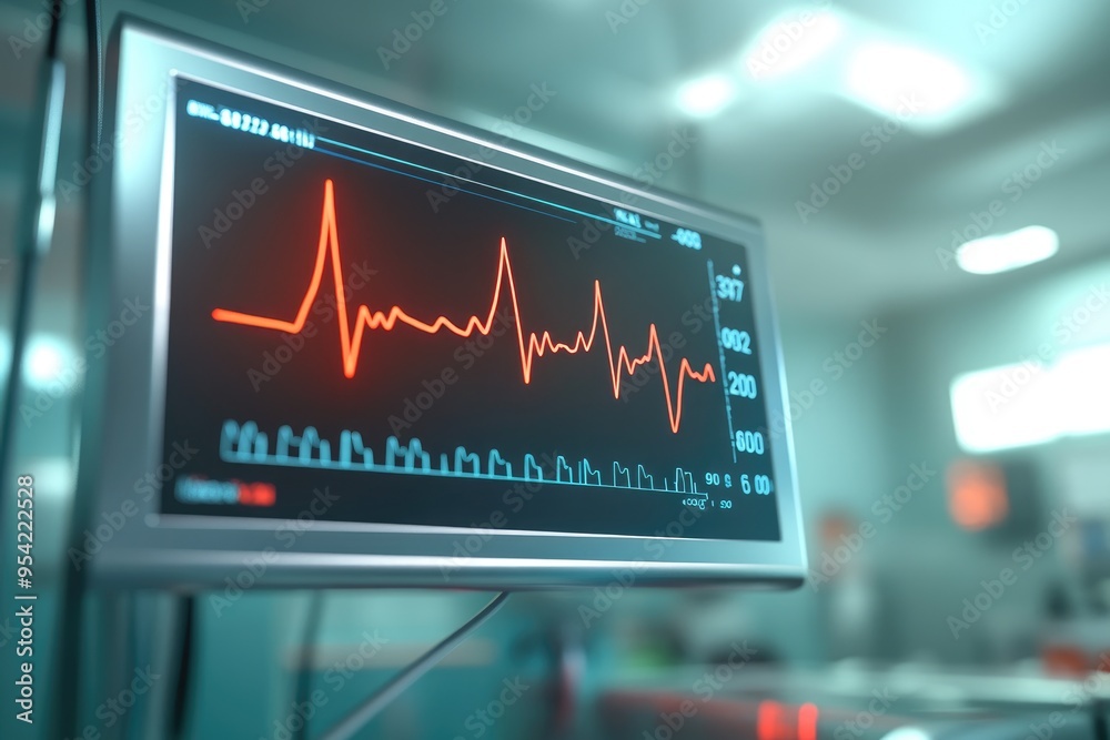 Emergency Heart Rate Monitor Showing Sharp Rise and Fall, Heart Attack ...