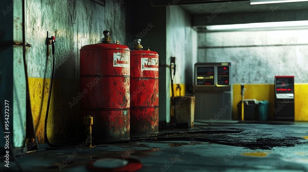 Underground Tanks at a Gas Station, Highlighting the Subsurface Fuel ...