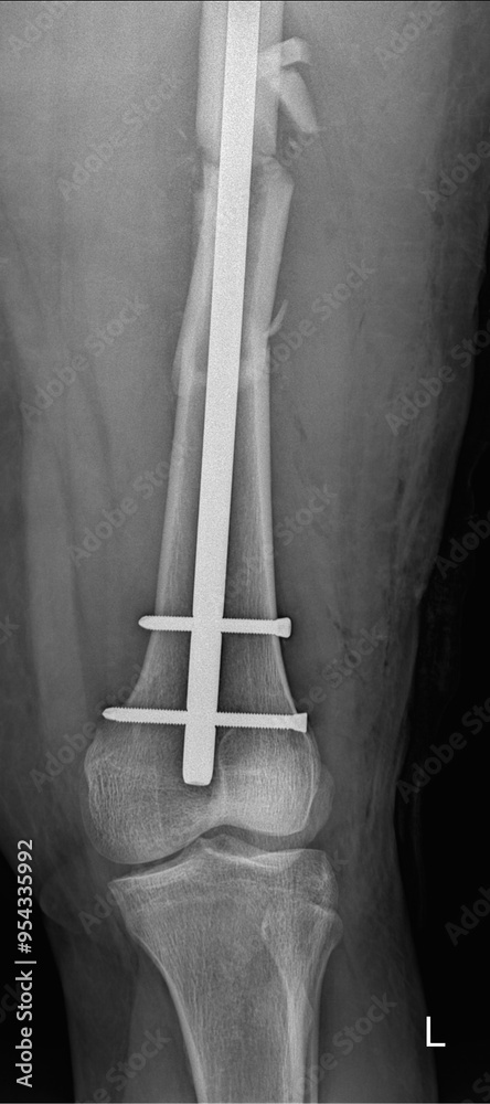 Femur X-ray Revealing Intramedullary Nail with Distal Locking Screw ...