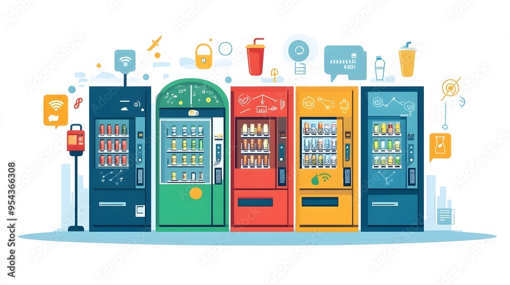 A graphic depicting the Internet of Things IoT in vending machines ...