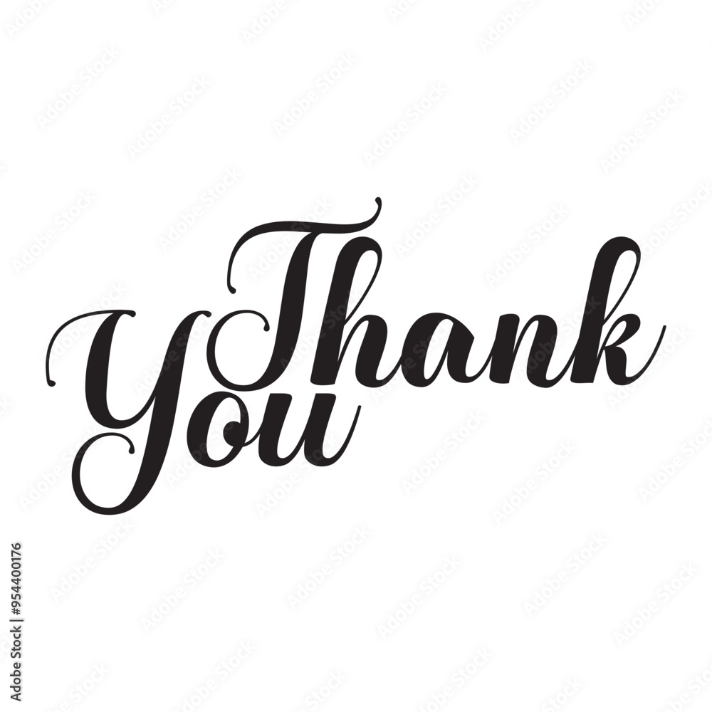 Thank you card, text or lettering. Vector script and handwritten ...