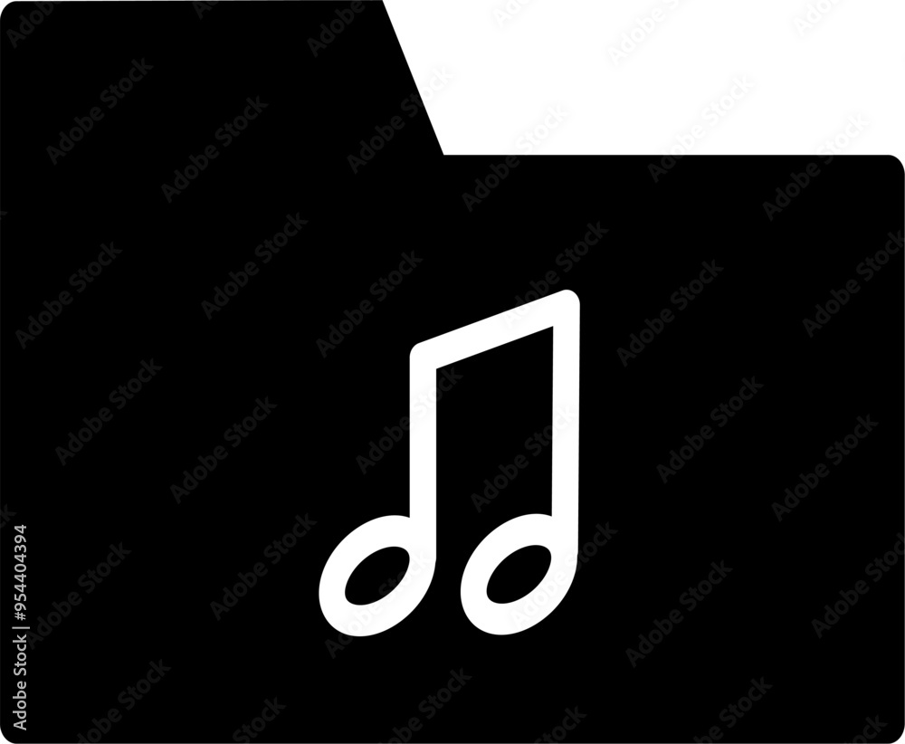Music folder icon. Musical note and folder icon. Replaceable vector ...