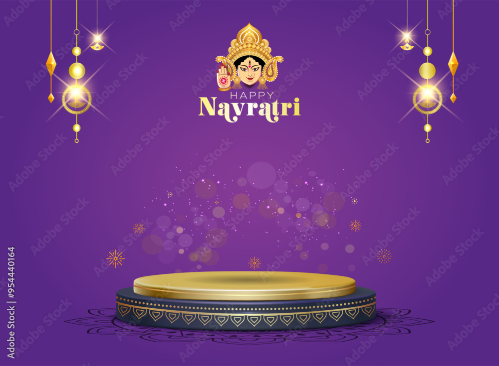 Navratri, Durga Puja Festive, Luxury, golden, Podium, showcase stage ...