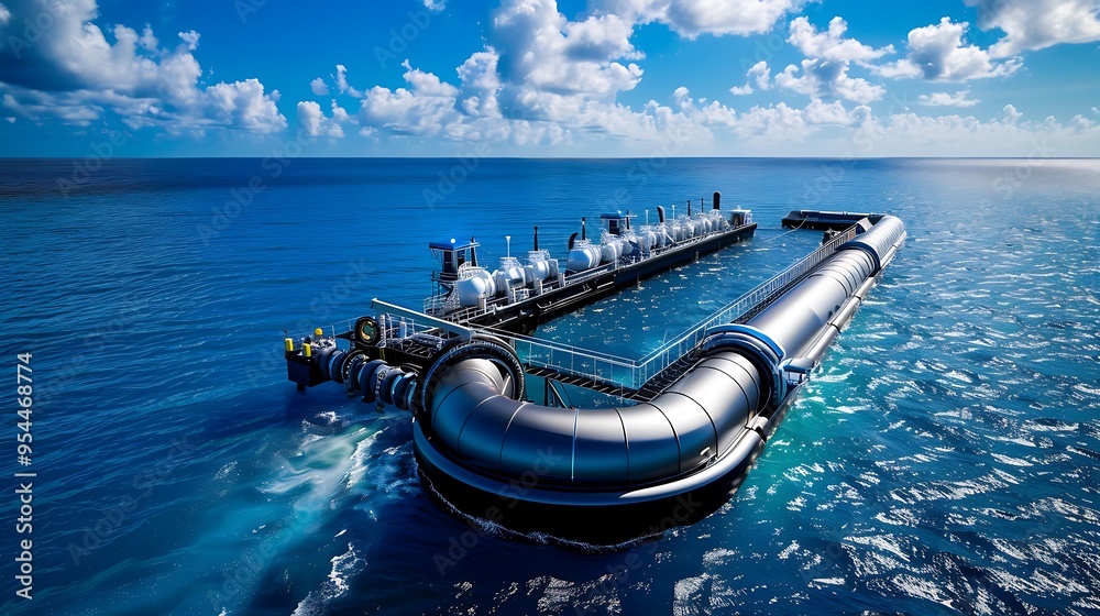 A floating offshore desalination plant, designed as a cutting-edge ...