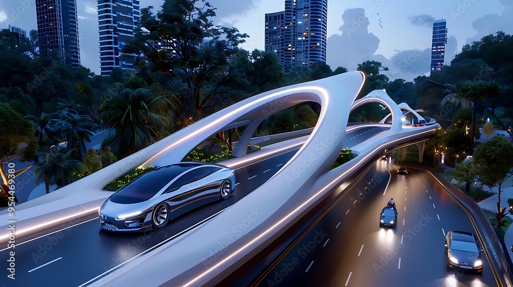 A hypermodern pedestrian skywalk system that seamlessly connects ...