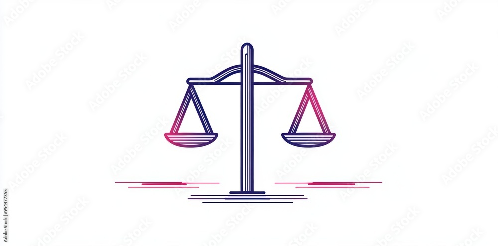 Minimalist line art depicting prison bars bending into scales of ...