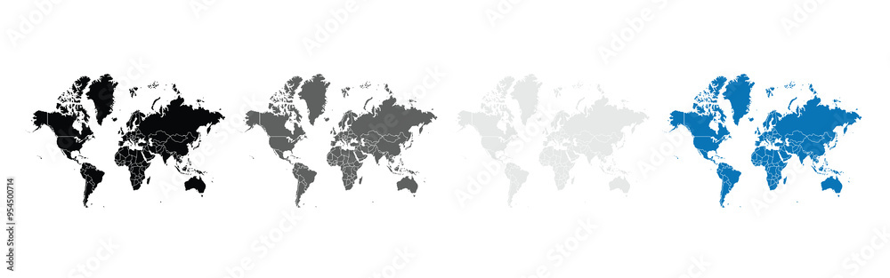 World map.United States, China, Russia, Germany, United Kingdom, Japan ...