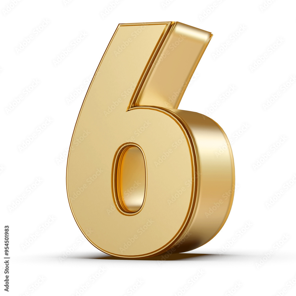Gold 3D Number 6 Stock Illustration | Adobe Stock