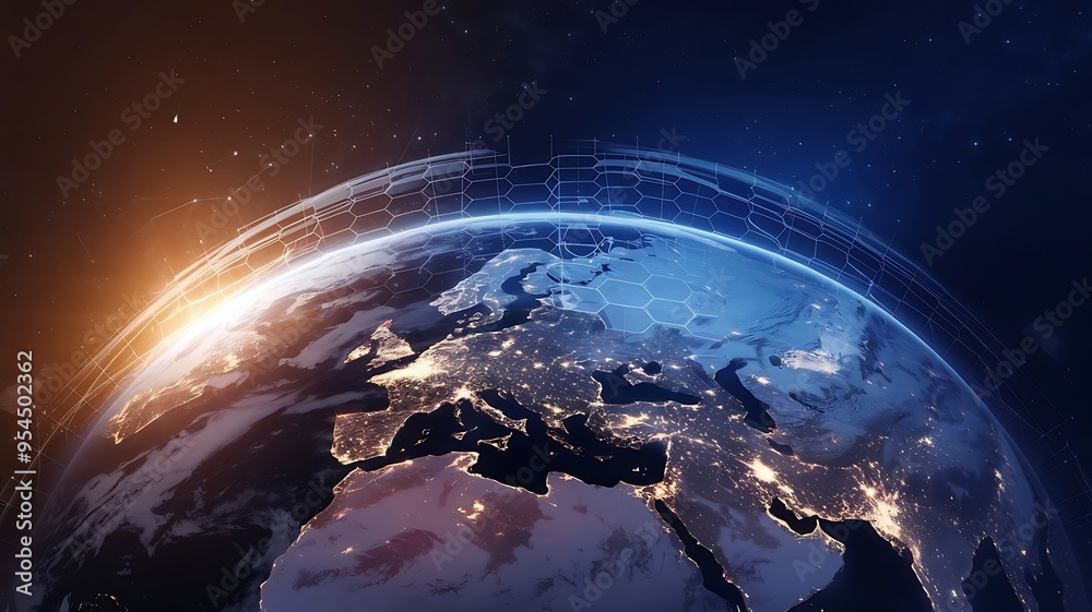 A stunning digital representation of Earth, showcasing a network of ...