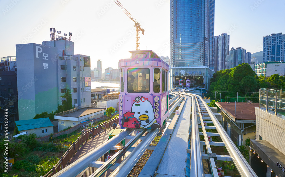 Busan, South Korea - May 18, 2024: Haeundae Blue Line Park, the most ...