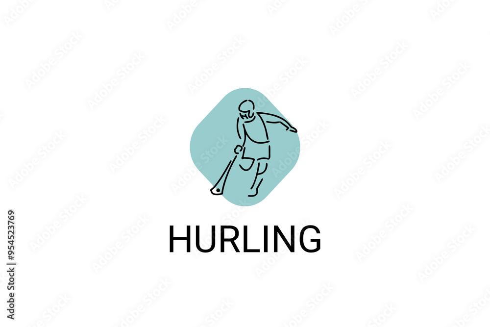 hurling sport vector line icon. an athlete playing hurling. sport ...