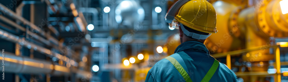 Industrial Worker in Yellow Hard Hat Stock Photo | Adobe Stock