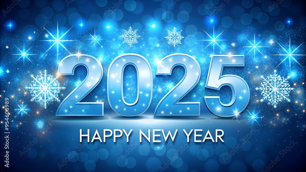 Blue Background Happy New Year 2025. Perfect for: New Year, Global ...