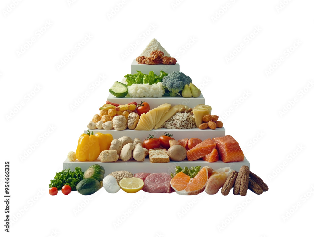 Colorful food pyramid on a white background. PNG transparent. Stock ...