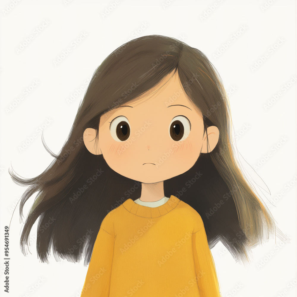 Cute Cartoon Girl Illustration in Pastel Colors for Children's ...