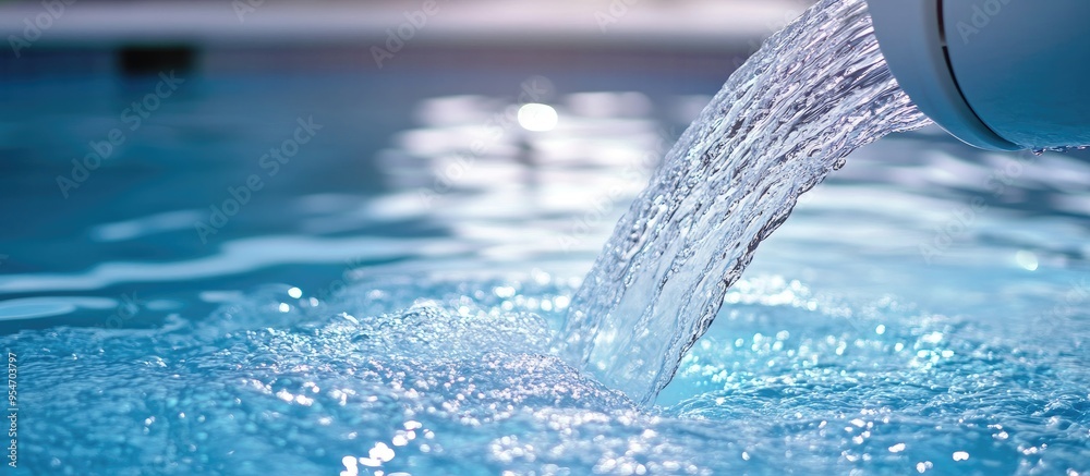 Water flow in the pool Plastic nozzle Operation of Electric Filter Pump ...