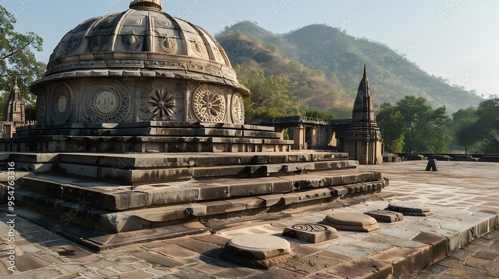 Side view of ancient Indian temples celestial observatory featuring ...