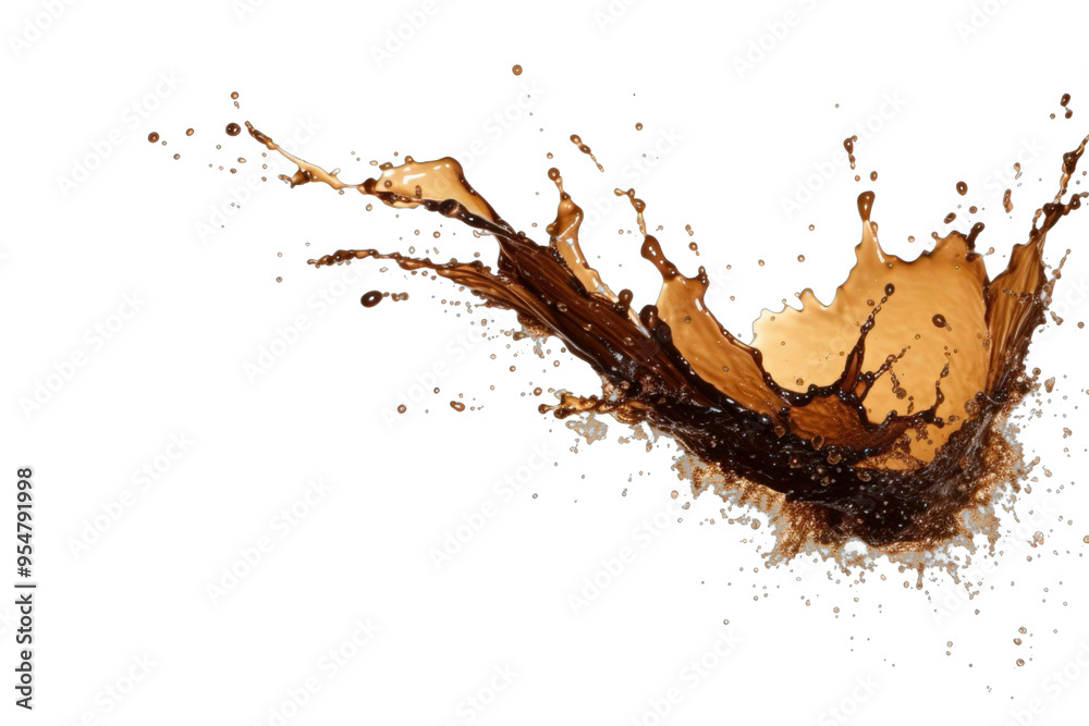 Splashes of coffee liquid splash in large waves, perfect for food or ...