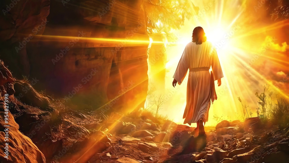 Resurrection of Jesus Christ art depicted in a powerful and divine ...