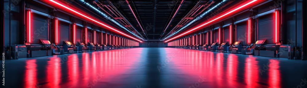 High-tech warehouse with optimized inventory flow, ecommerce management ...